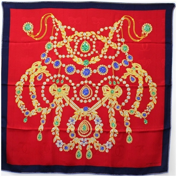 Cartier | Accessories | Cartier Must De Silk Scarf Stole Jewel Pattern ...